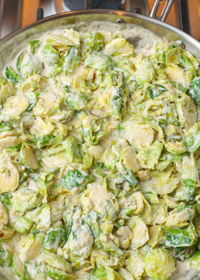 Creamed Brussels Sprouts with Garlic and Parmesan - Vegetable Recipes